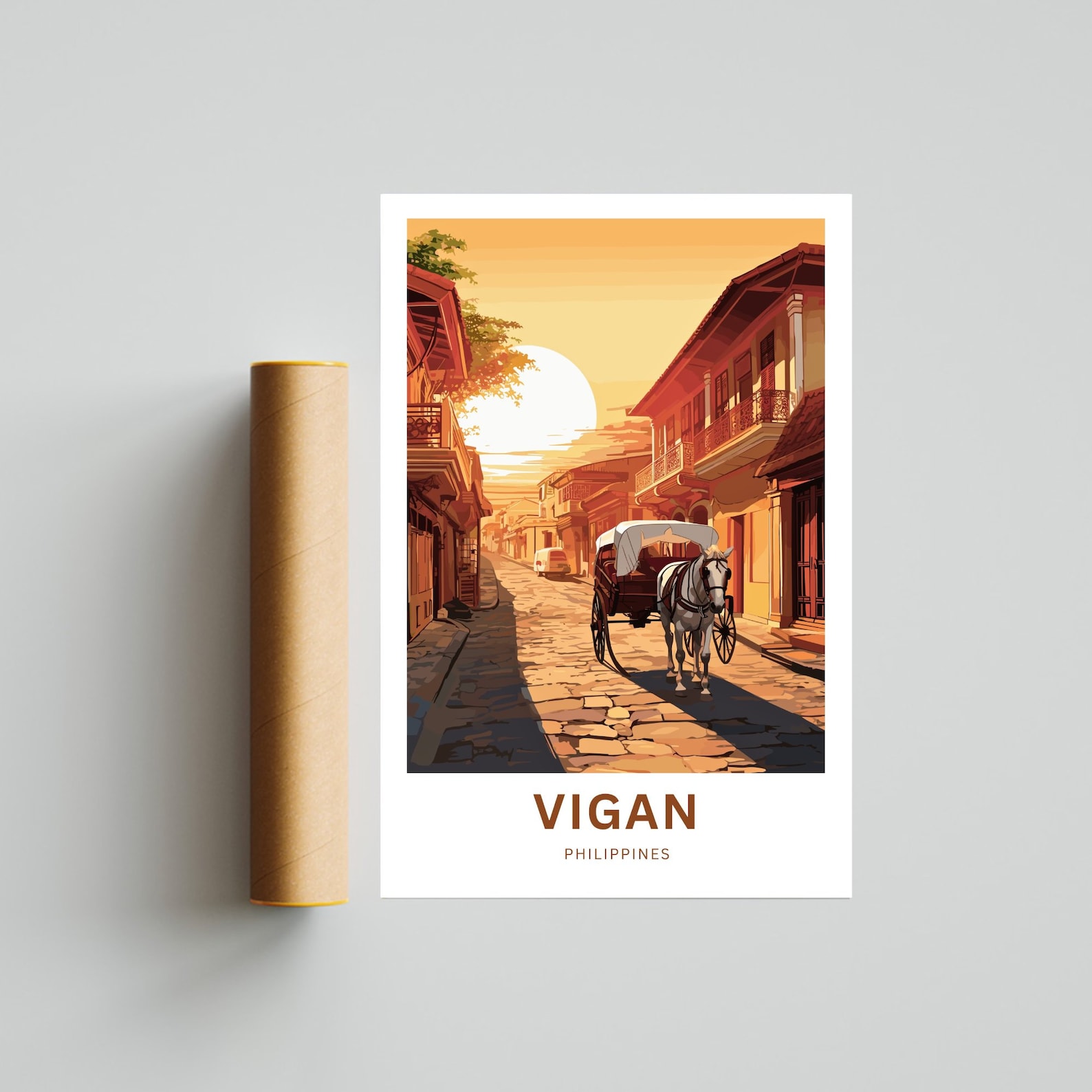 Vigan Travel Print Vigan Poster, Philippines Wall Art, Framed Present ...