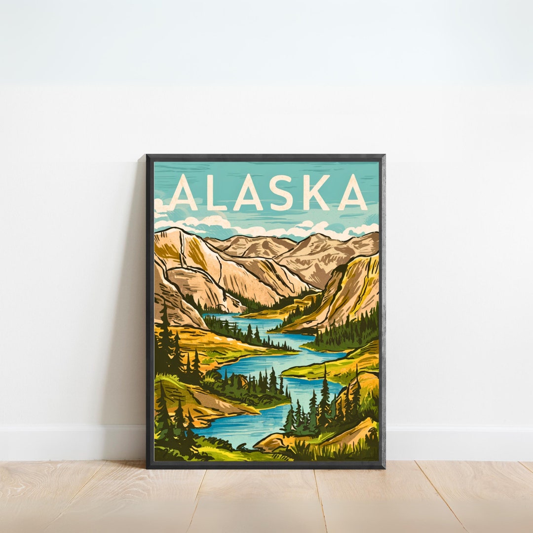 Alaska Vintage Travel Poster, Alaska Print, USA Wall Art, Framed ...