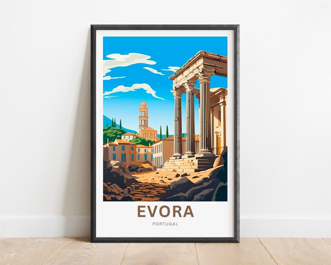 Evora Travel Print - Évora Poster, Portugal Wall Art, Framed Present ...