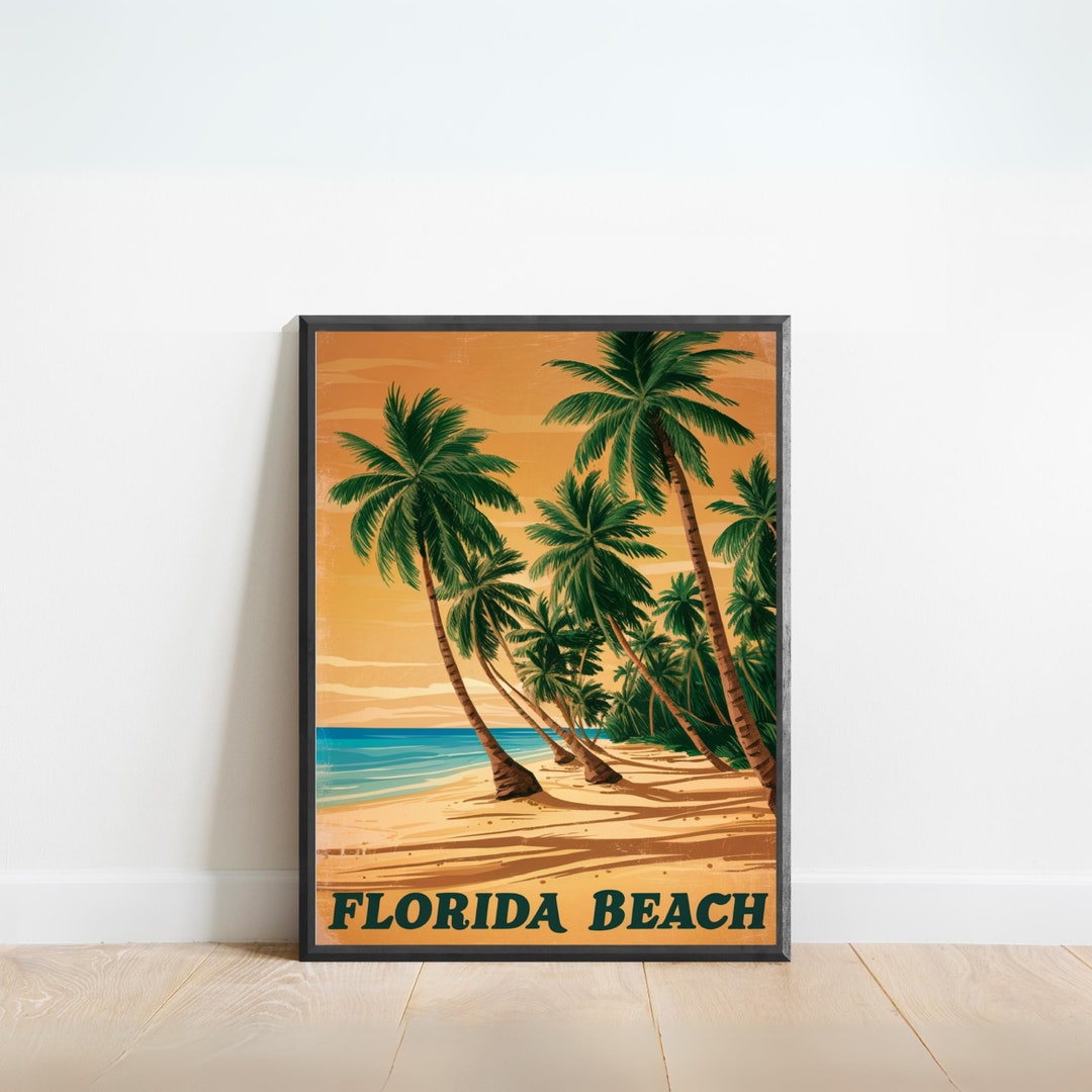 Florida Vintage Travel Poster - Florida Print, USA Wall Art, Framed ...