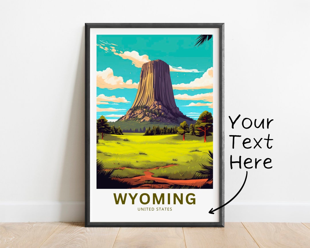Personalized Wyoming Travel Poster: Devils Tower Art Print (digital ...