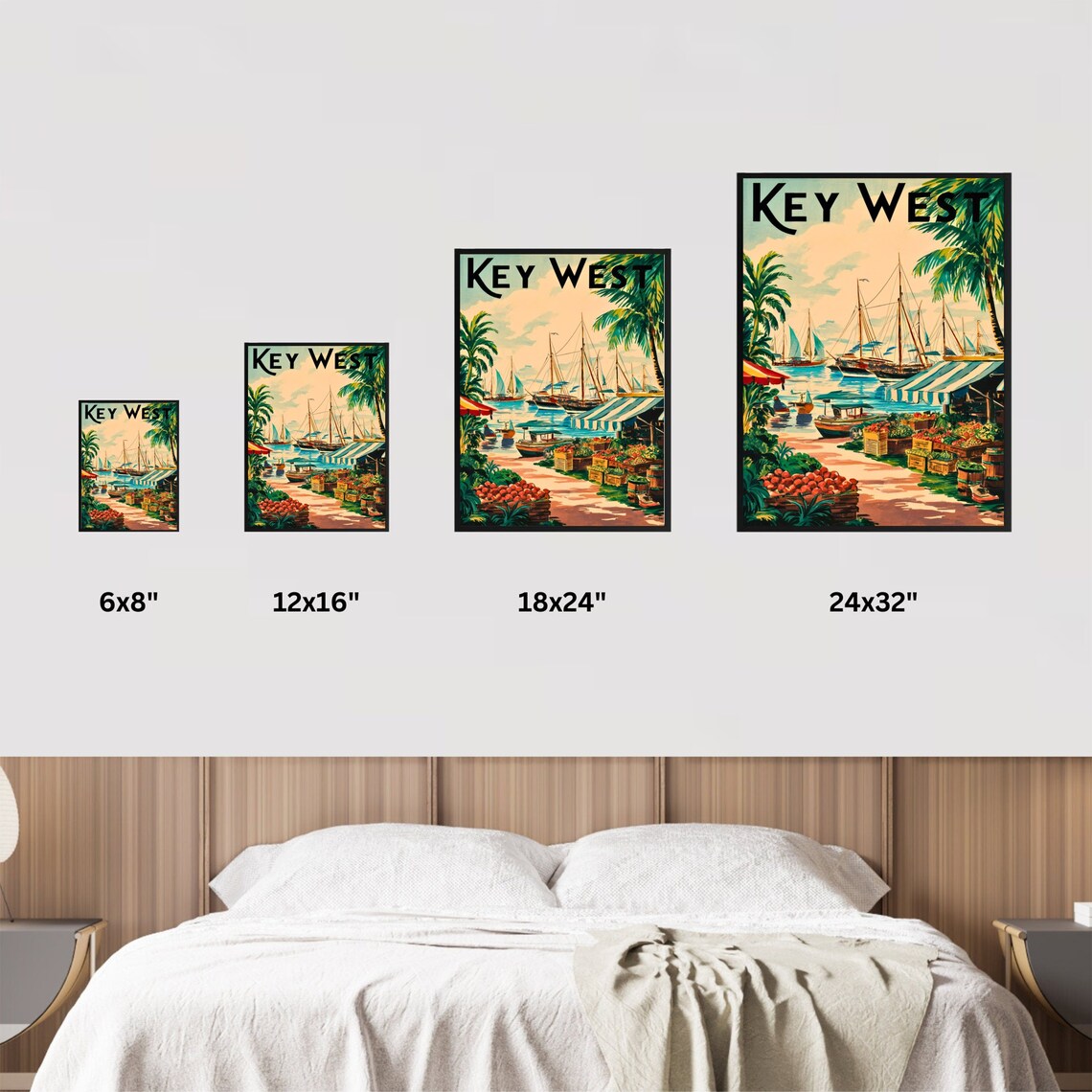 Key West Vintage Travel Poster, Key West Print, Florida Wall Art ...