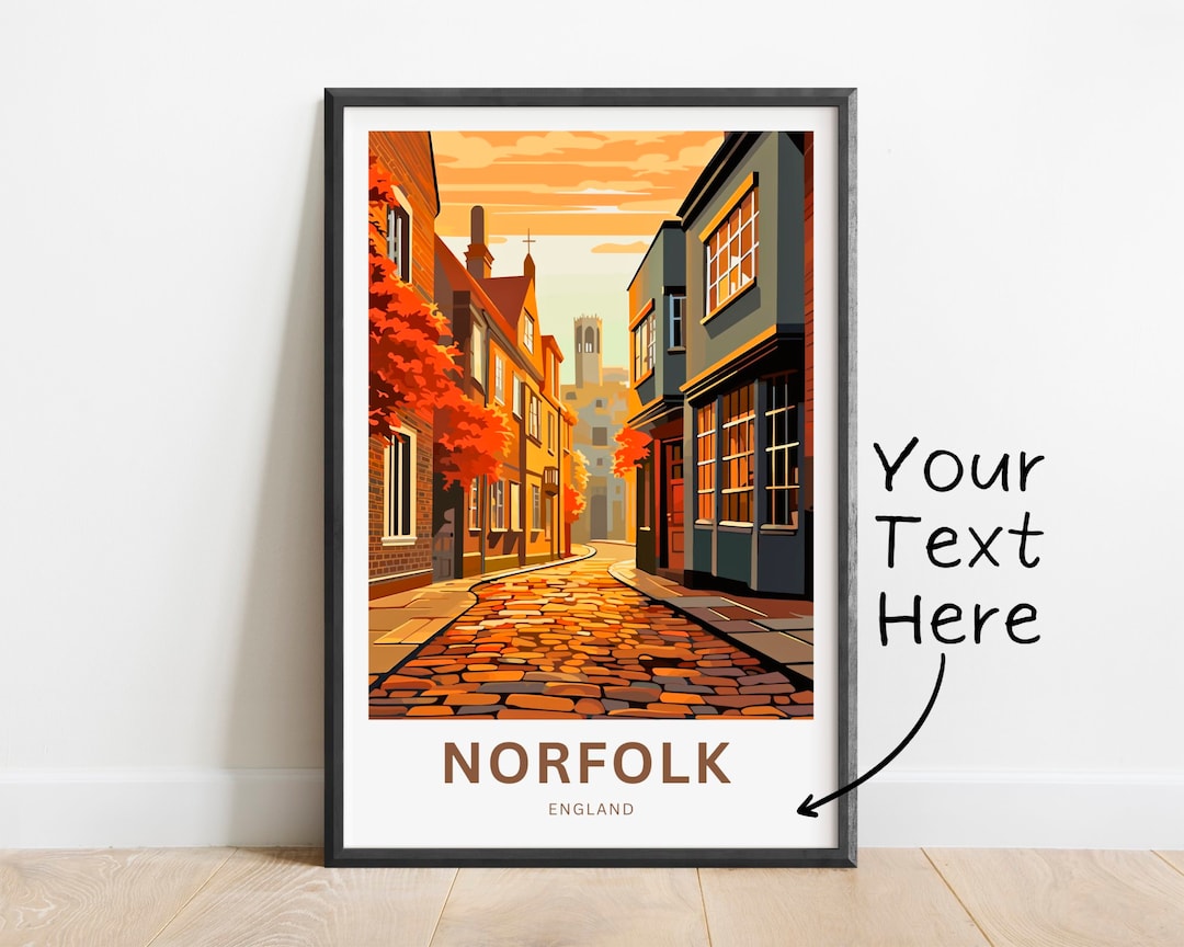 Personalized Norfolk Travel Print Norfolk Poster, England Wall Art ...