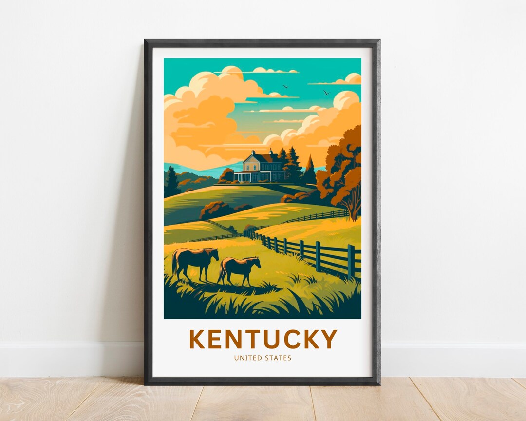 Kentucky Landscape Art Print: Bluegrass State Travel Poster - Etsy