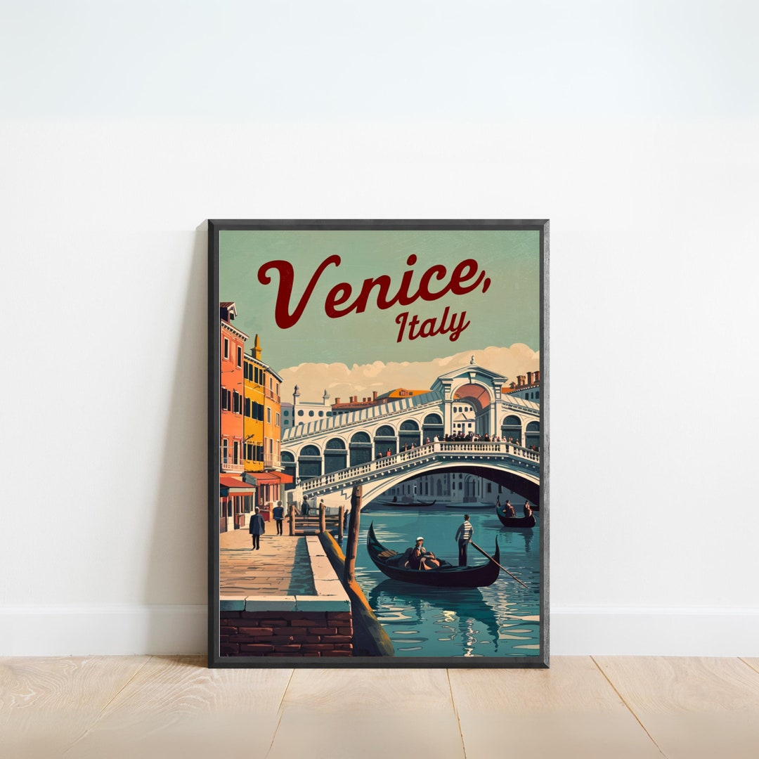 Venice Vintage Travel Poster Venice Print, Italy Wall Art, Framed ...