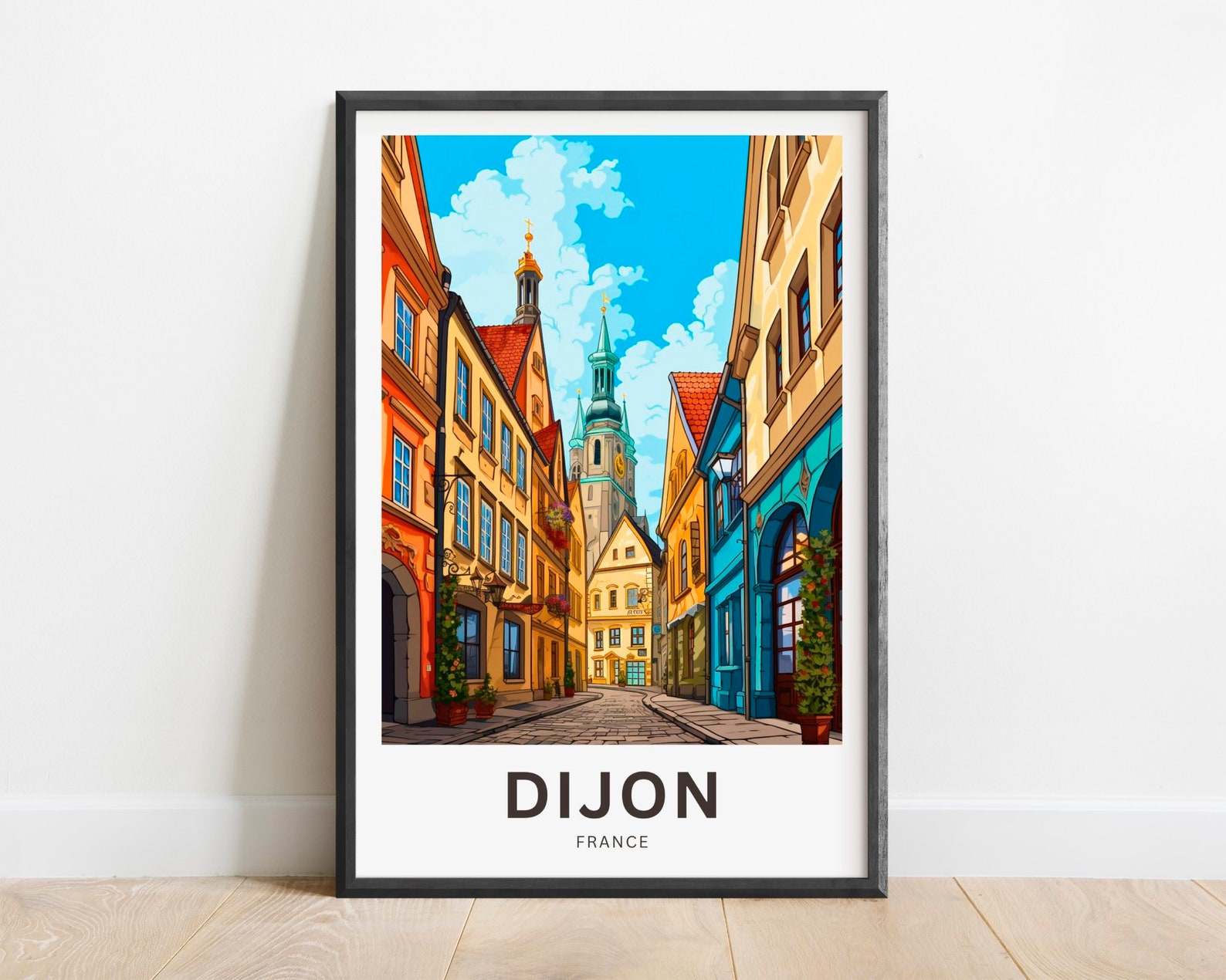 Dijon Travel Print - Dijon Poster, France Wall Art, Framed Present ...