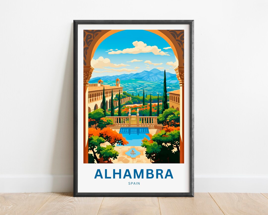 Alhambra Palace Print: Spain Travel Poster, Islamic Architecture - Etsy