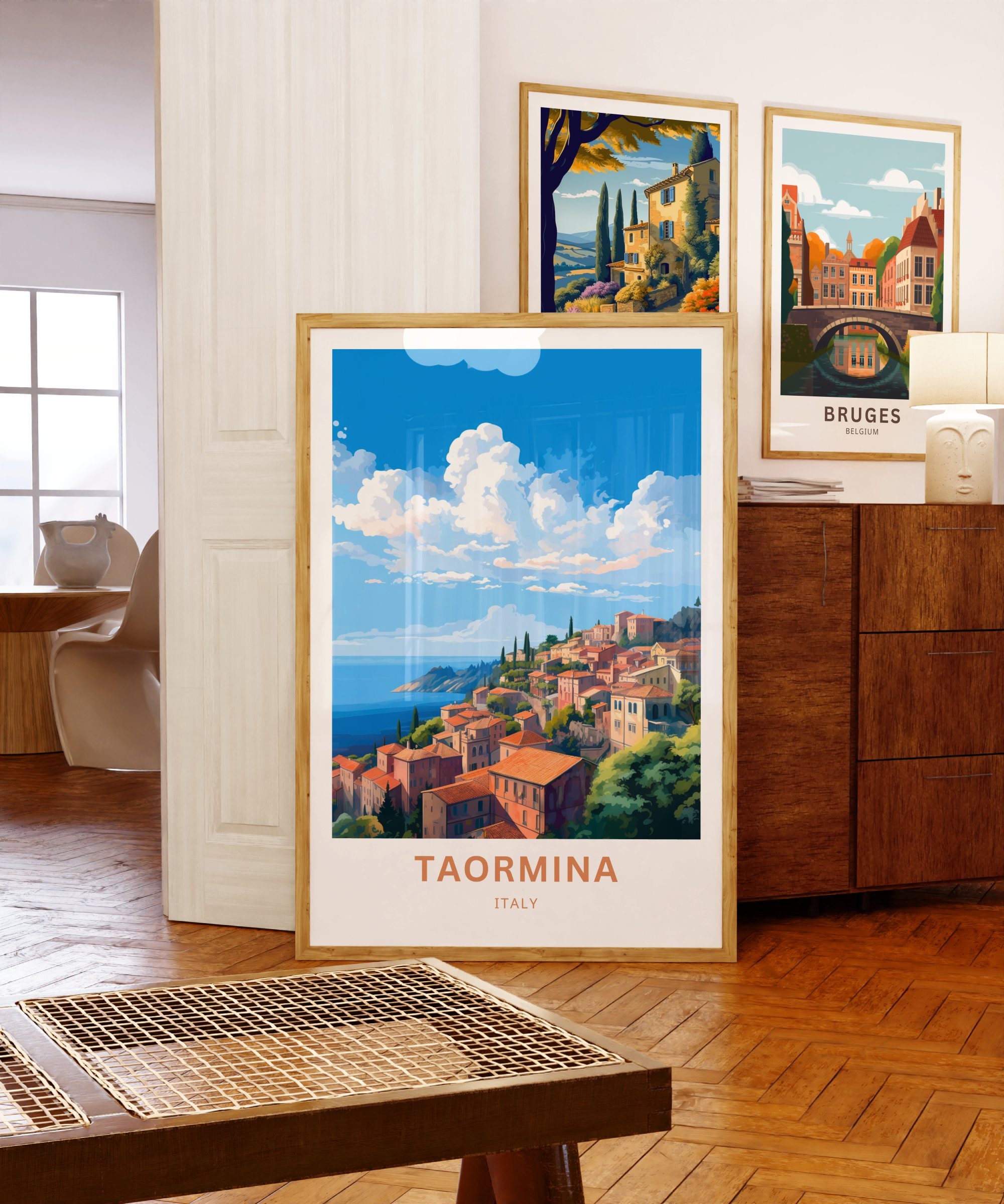 Taormina Travel Print Taormina Poster, Italy Wall Art, Framed Present ...