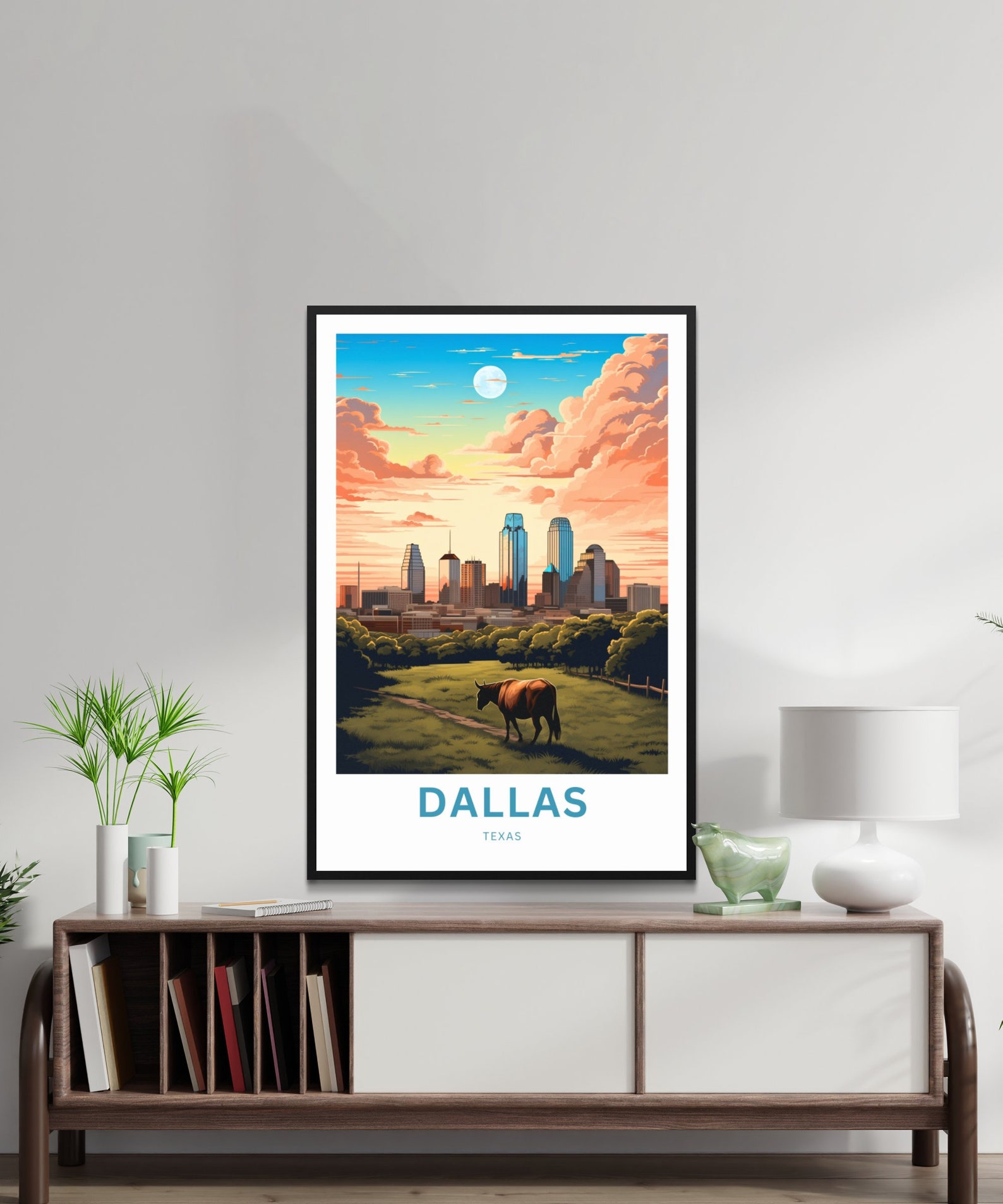 Dallas Travel Print - Dallas Poster, Texas Wall Art, Framed Present ...