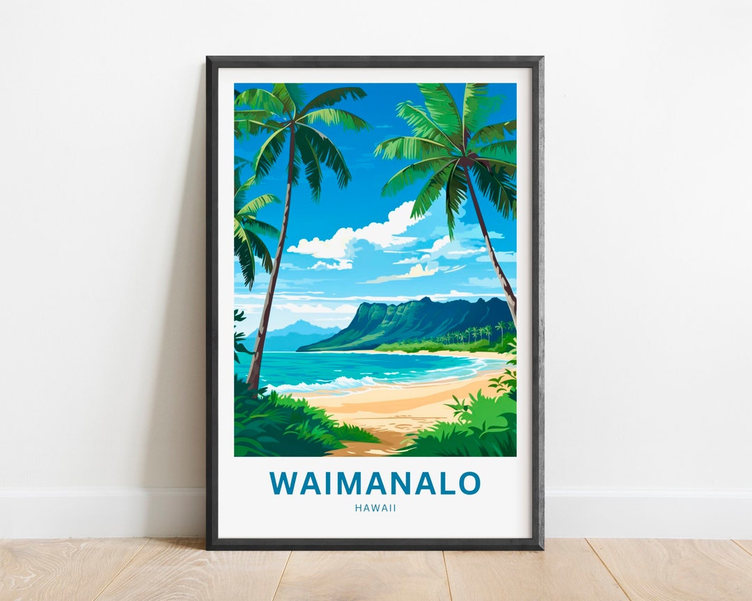 Waimanalo Beach Travel Print - Waimanalo Beach Poster, Hawaii Wall Art ...
