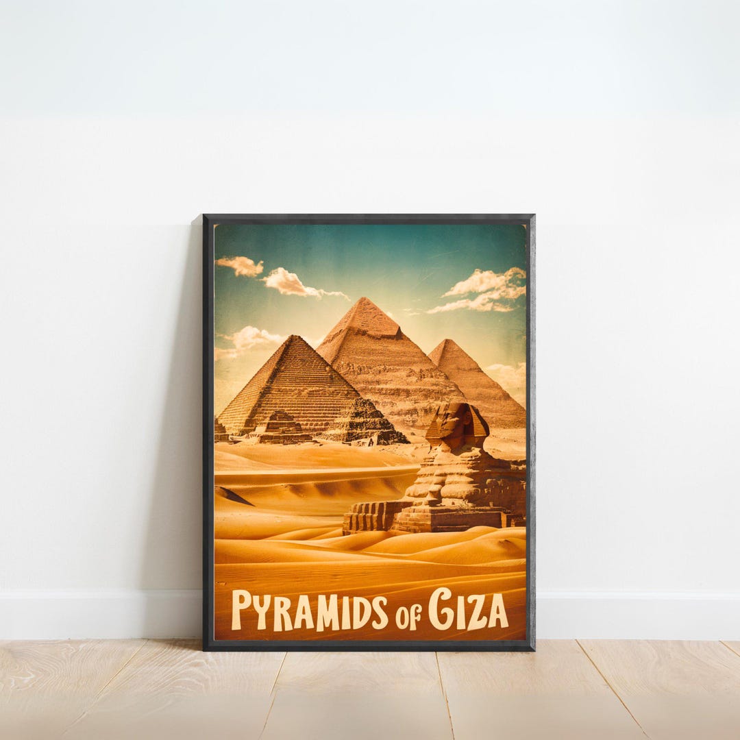 Pyramids of Giza Vintage Travel Poster - Pyramids of Giza Print, Amalfi ...