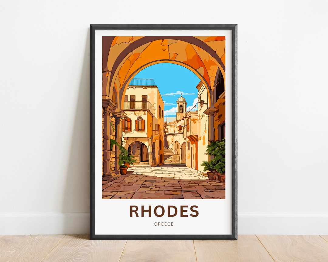 Rhodes Travel Print Rhodes Poster Greece Wall Art Framed - Etsy