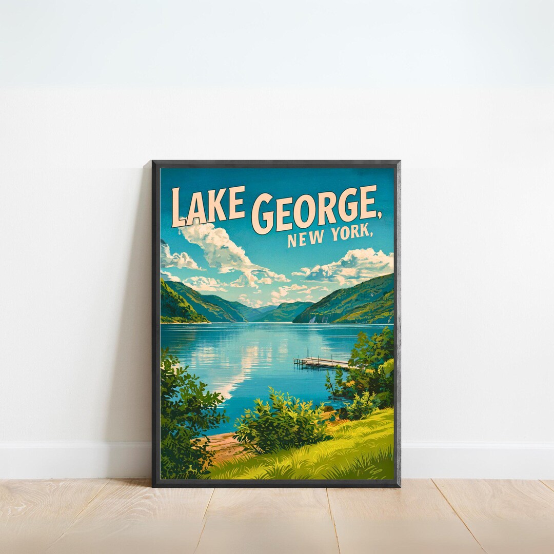 Lake George Vintage Travel Poster - Lake George Print, New York Wall ...