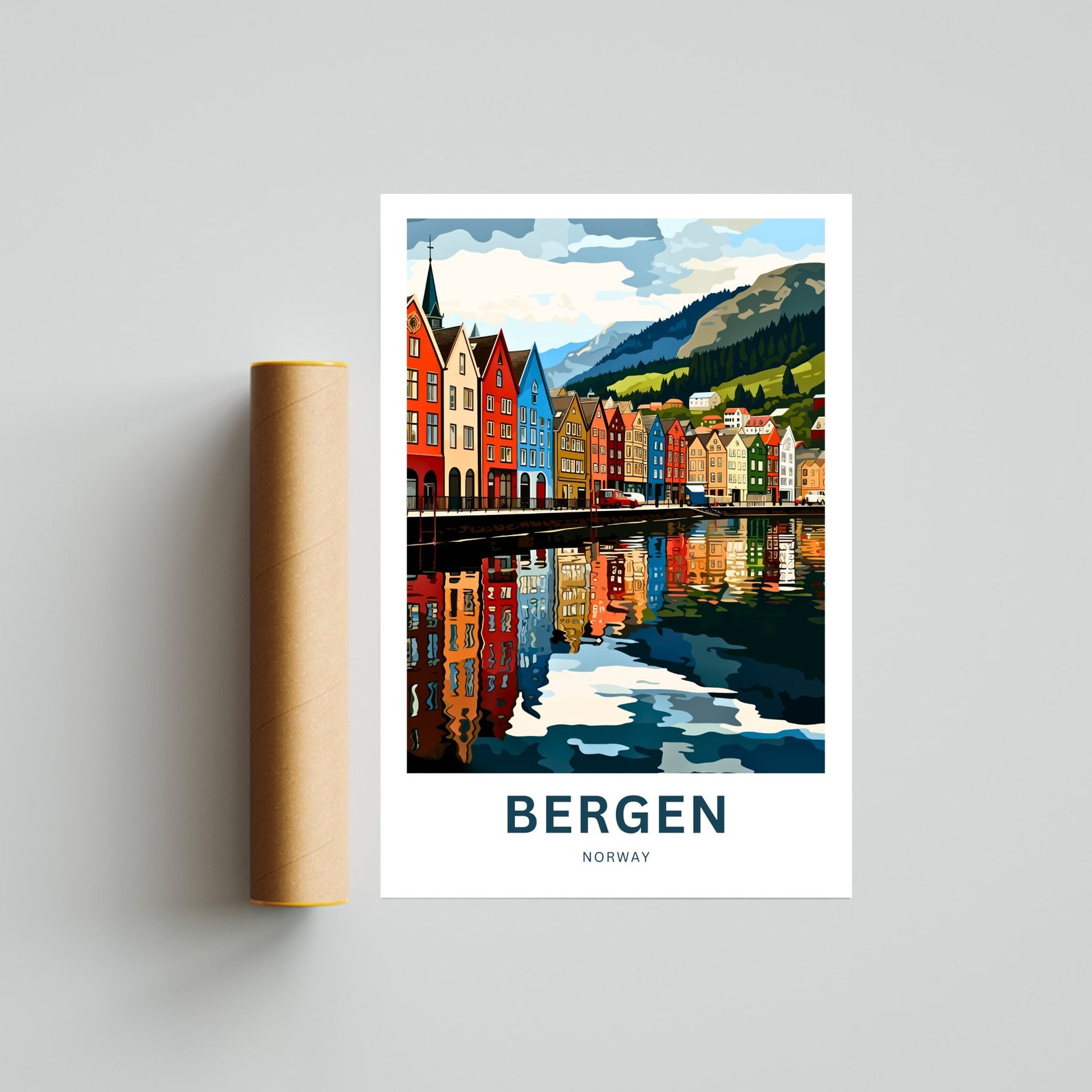 Bergen Travel Print - Bergen Poster, Bergen Norway Wall Art, Framed ...