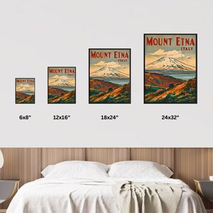 Mount Etna Vintage Travel Poster - Mount Etna Print, Sicily, Italy Wall ...