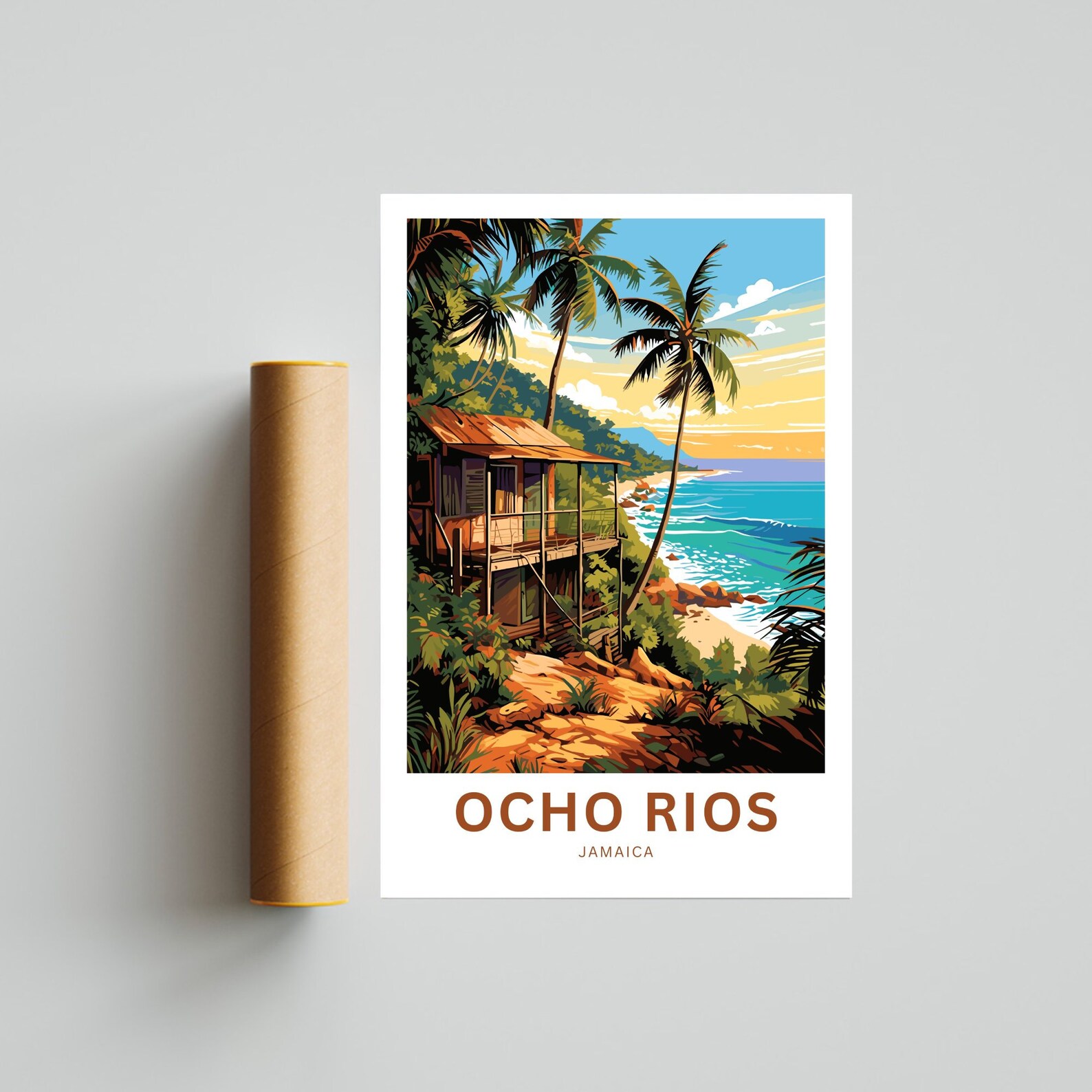 Ocho Rios Travel Print - Ocho Rios Poster, Jamaica Wall Art, Framed ...