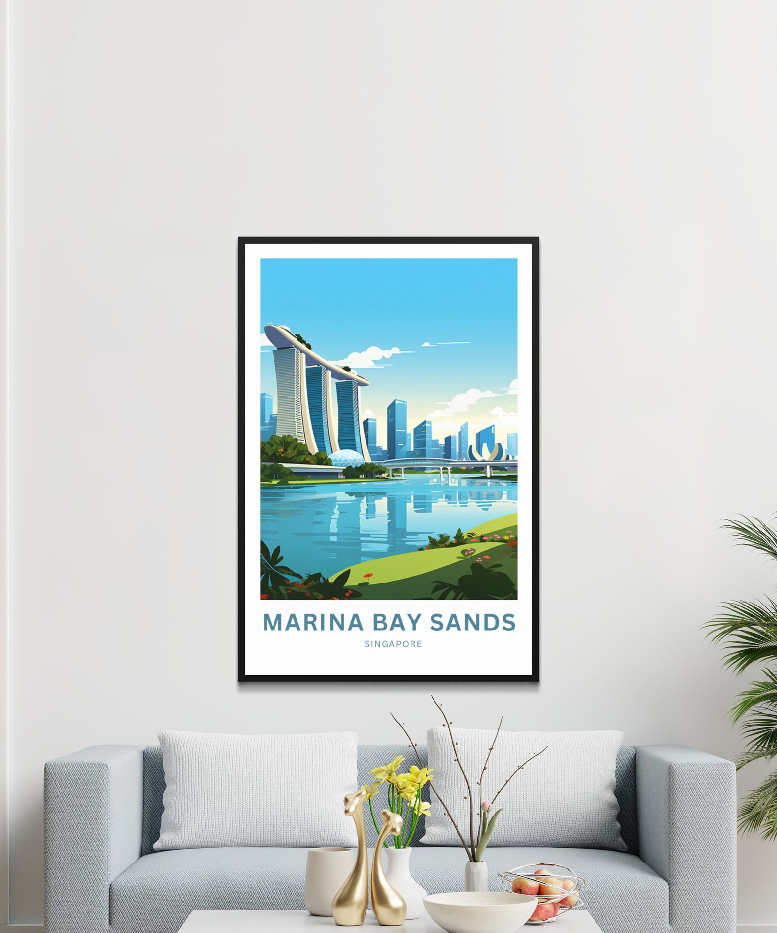 Marina Bay Sands Travel Print - Marina Bay Sands Poster, Singapore Wall ...
