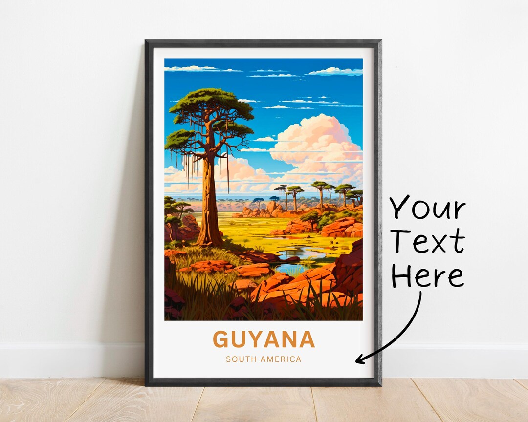 Personalized Guyana Print - Guyana Poster, South America Wall Art ...