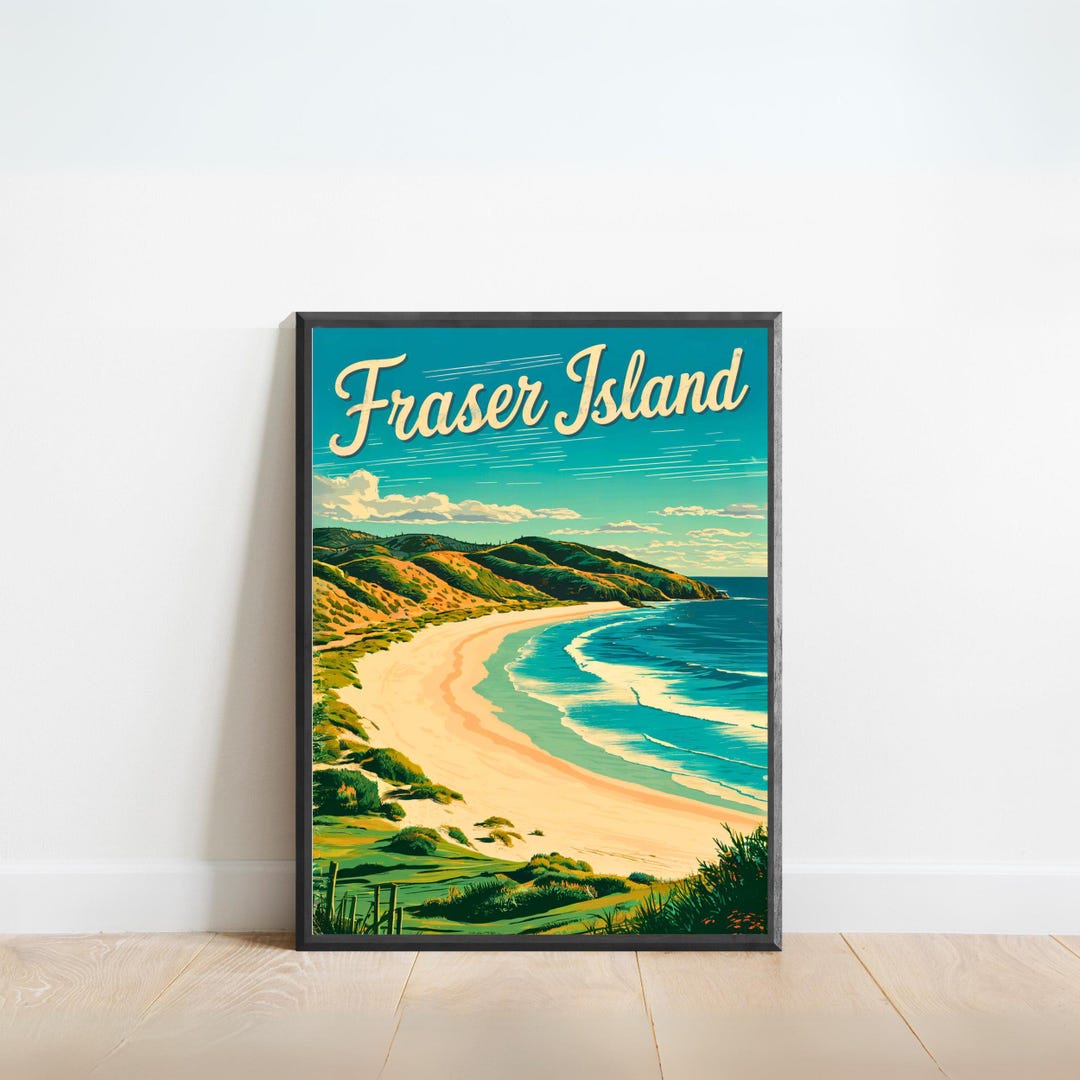 Fraser Island Vintage Travel Poster - Fraser Island Print, Australia ...