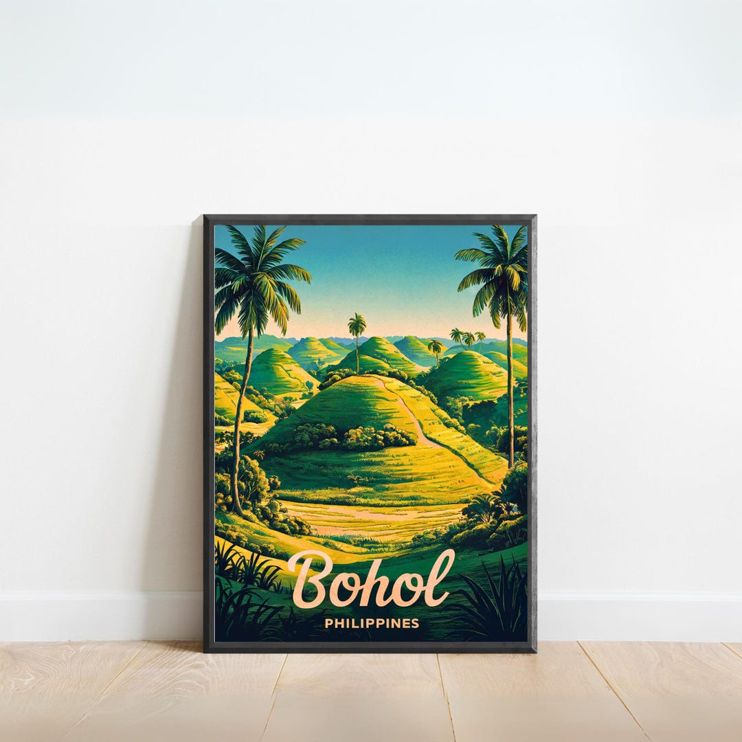 Bohol Vintage Travel Poster - Bohol Print, Philippines Wall Art, Framed ...
