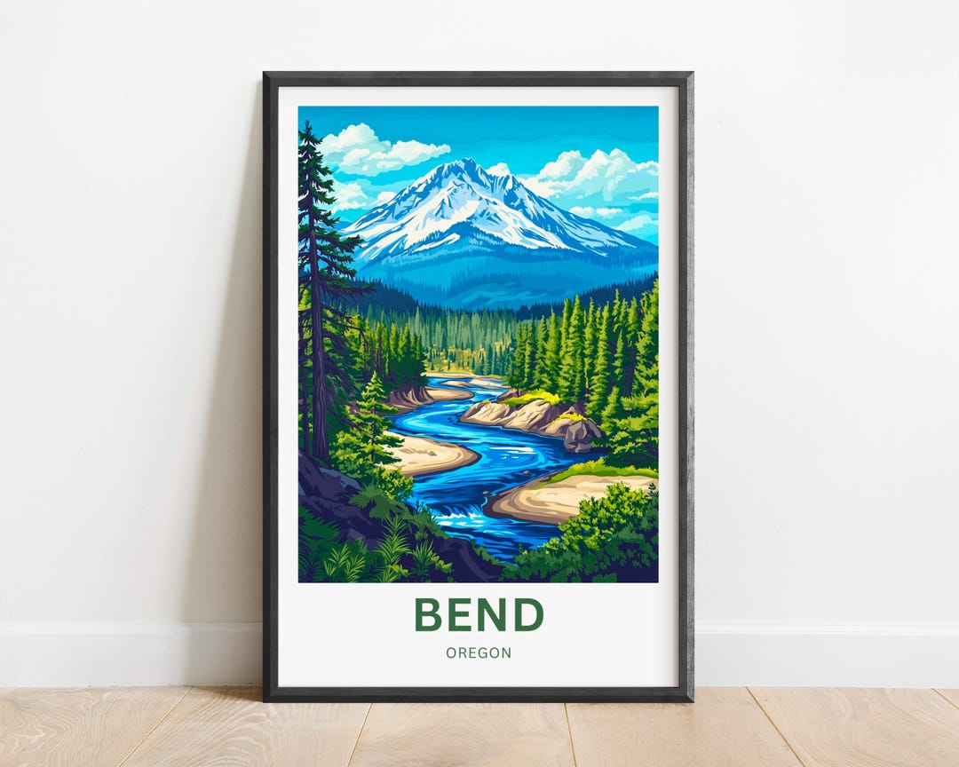 Bend Travel Print - Bend Poster, Oregon Wall Art, Framed Present, Gift ...
