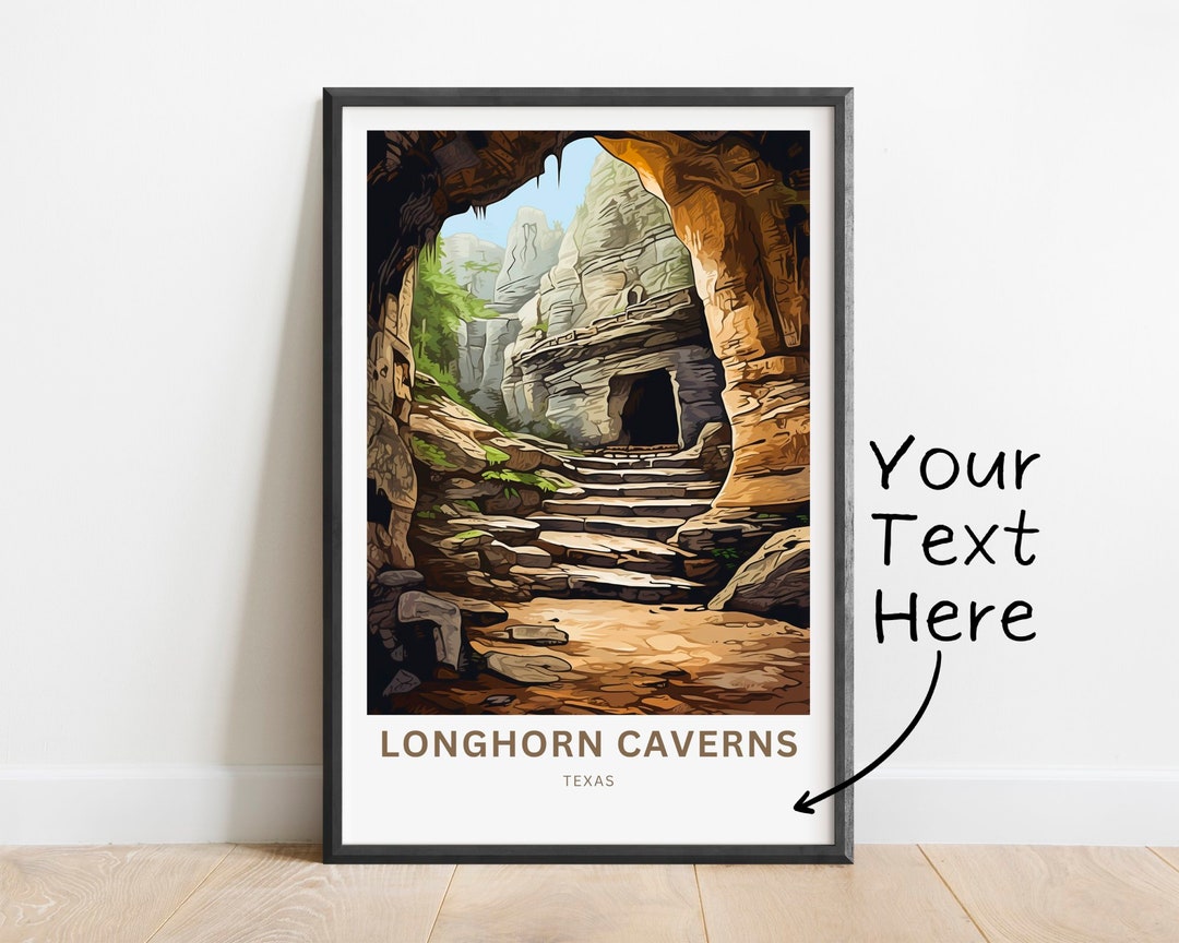 Personalized Longhorn Cavern Travel Print - Longhorn Poster, State Park ...