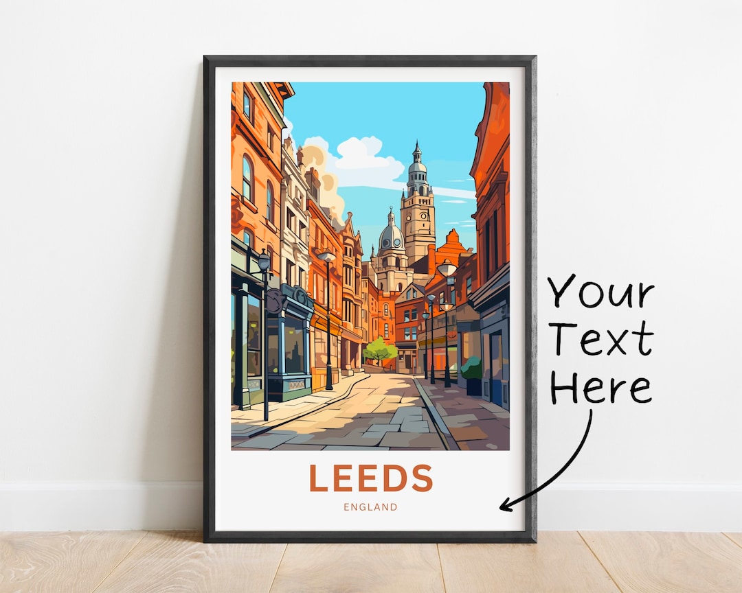 Personalized Leeds Travel Print Leeds Poster, England Wall Art, Framed ...