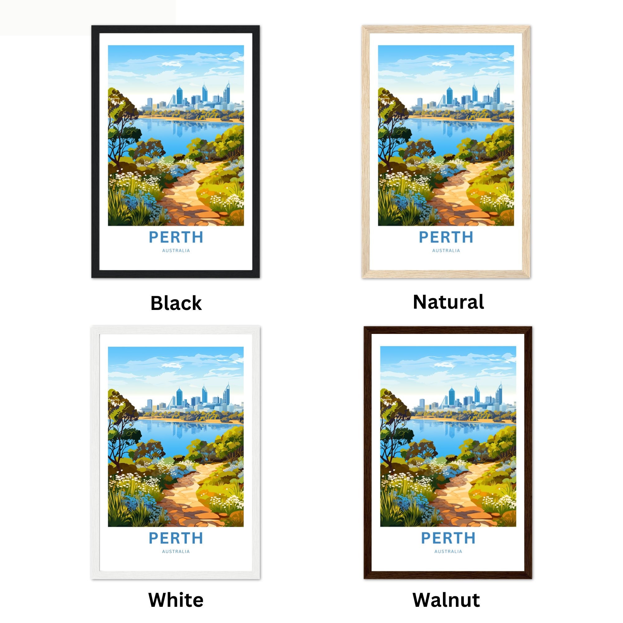Perth Travel Print - Perth Poster, Australia Wall Art, Framed Present ...