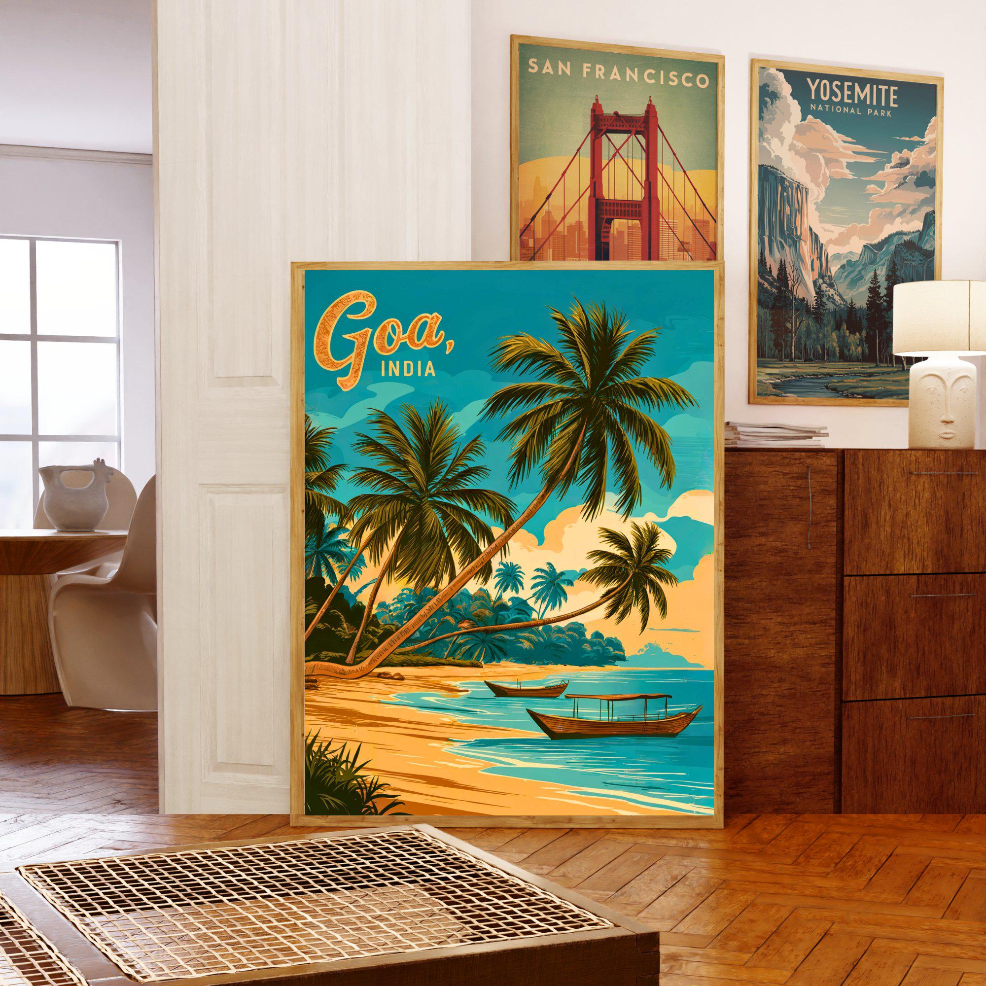 Goa Vintage Travel Poster - Goa Print, India Wall Art, Framed, Gift ...