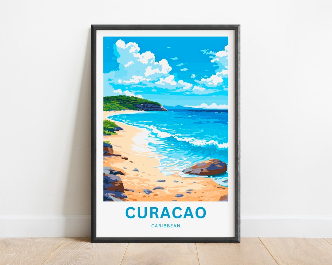 Curaçao Travel Print - Curacao Poster, Caribbean Wall Art, Framed ...