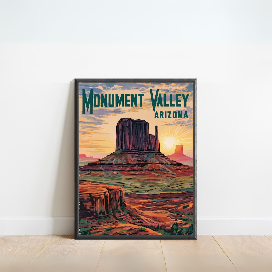 Monument Valley Vintage Travel Poster - Monument Valley Print, Arizona ...