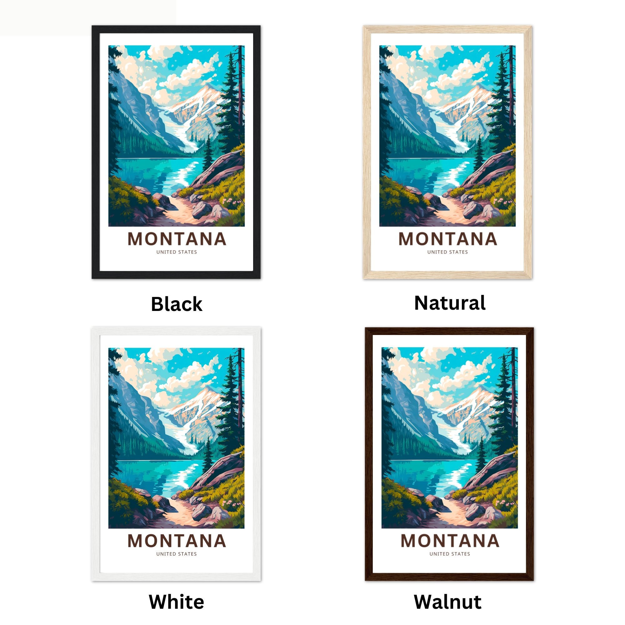 Montana Travel Print Montana Poster, United States Wall Art, Framed ...