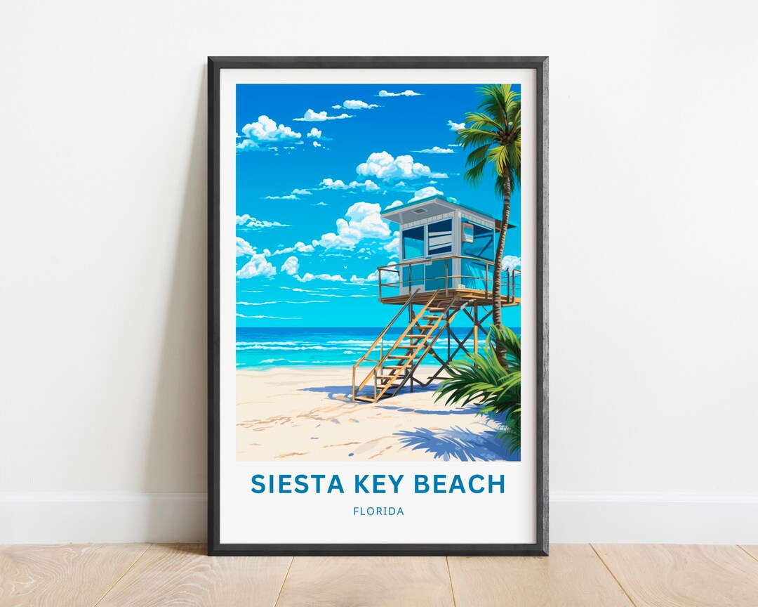 Siesta Key Beach Print: Florida Travel Poster, Coastal Wall Art - Etsy