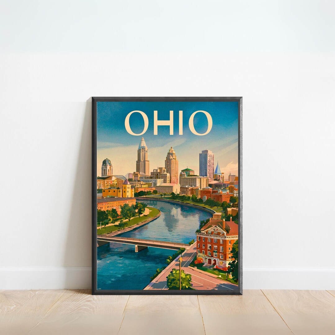 Ohio Vintage Travel Poster - Ohio Print, United States Wall Art, Framed ...