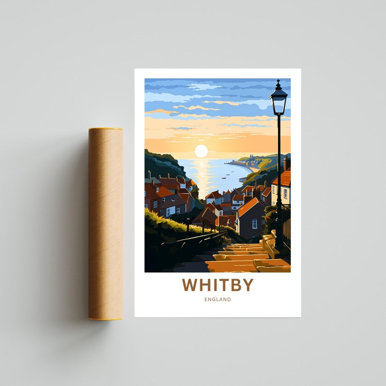 Whitby Travel Print - Whitby Poster, England Wall Art, Framed Present ...