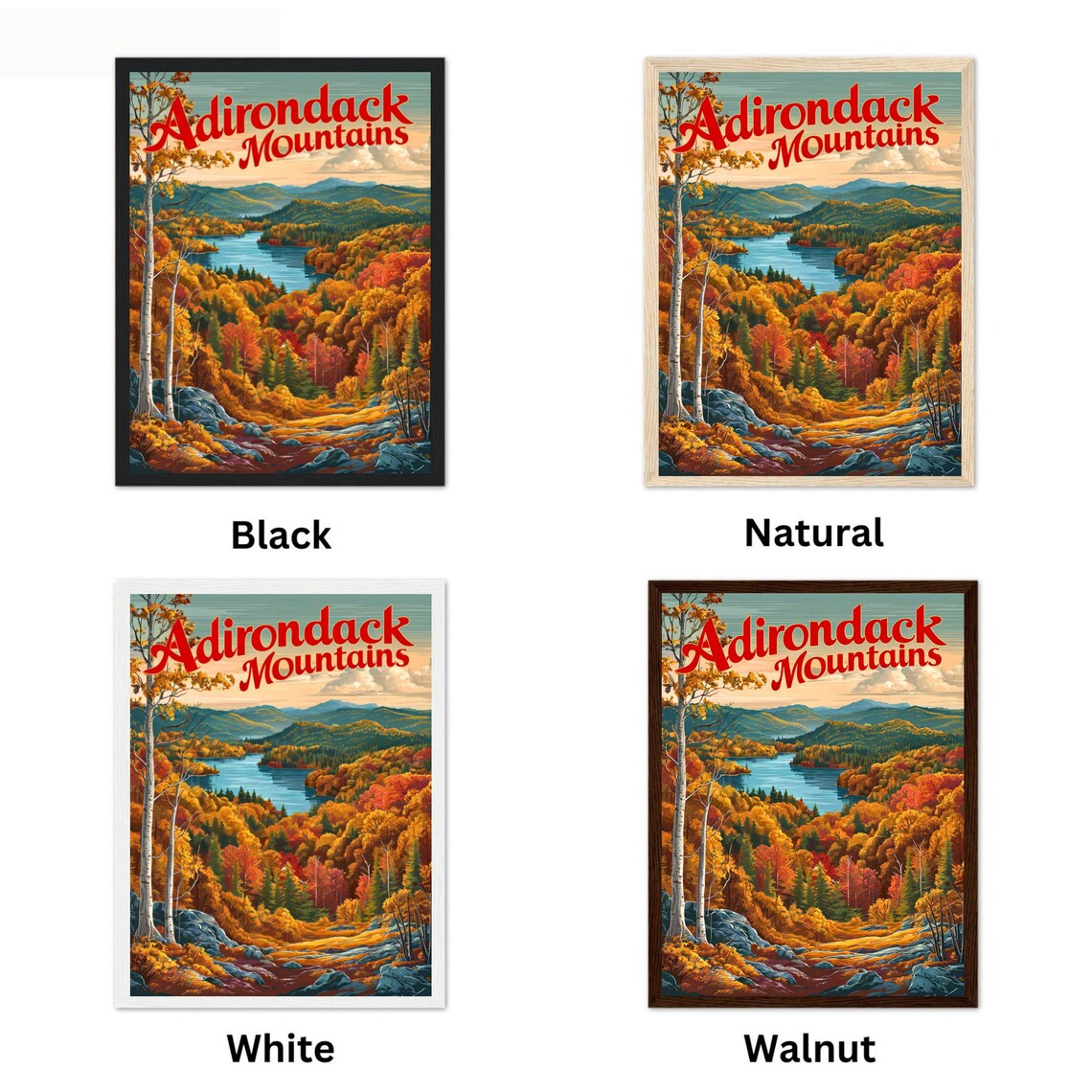 Adirondack Mountains Vintage Travel Poster - Adirondack Print, New York ...
