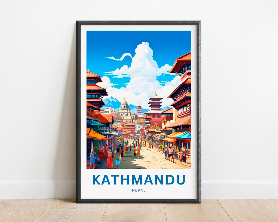 Kathmandu Travel Print - Kathmandu Poster, Nepal Wall Art, Framed ...