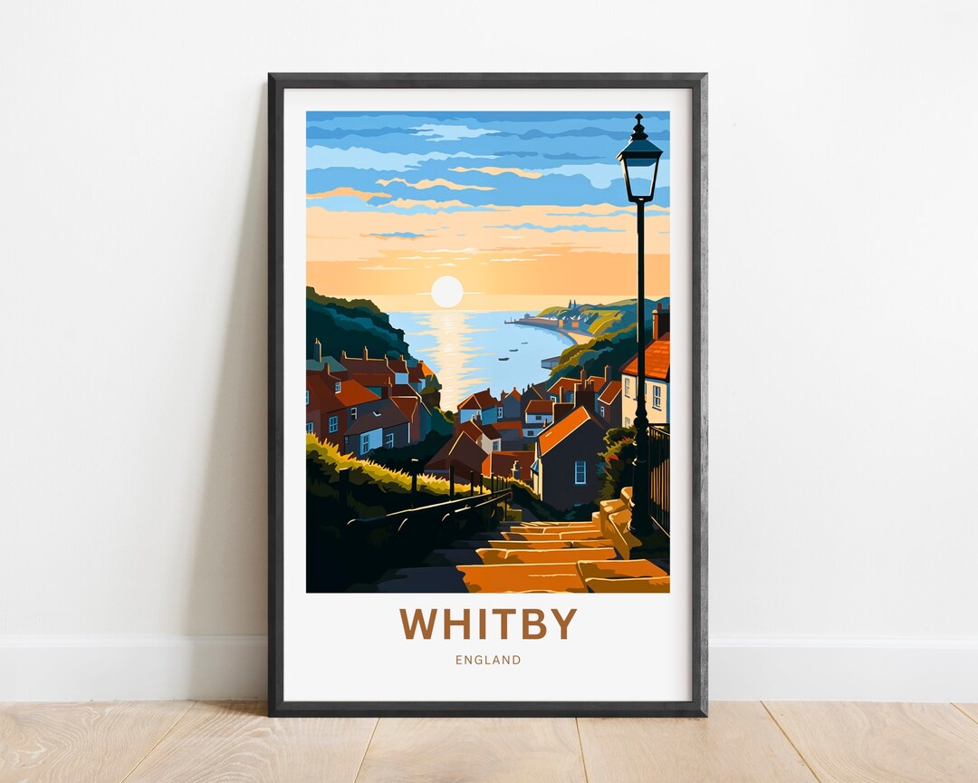 Whitby Travel Print - Whitby Poster, England Wall Art, Framed Present ...