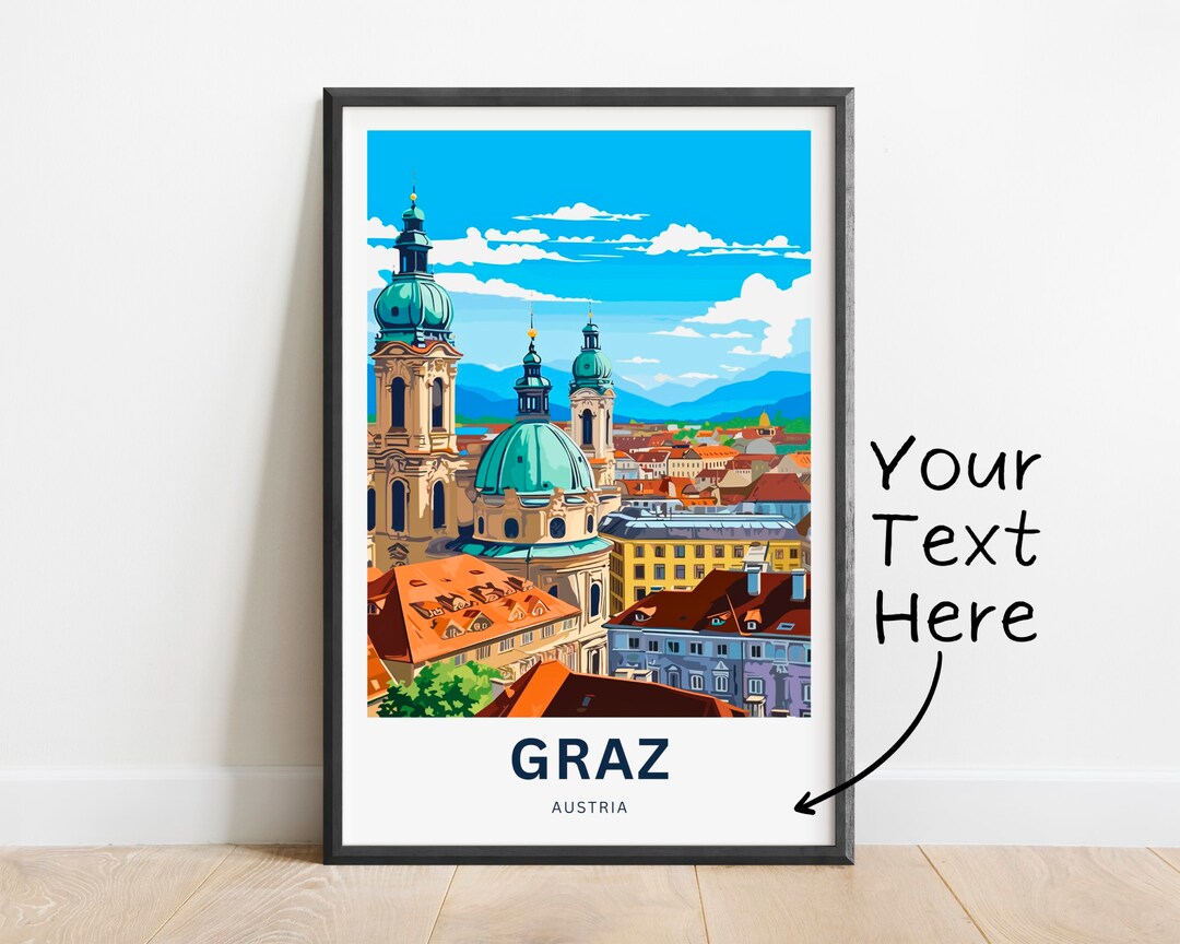 Personalized Graz Travel Print - Graz Poster, Austria Wall Art, Framed ...