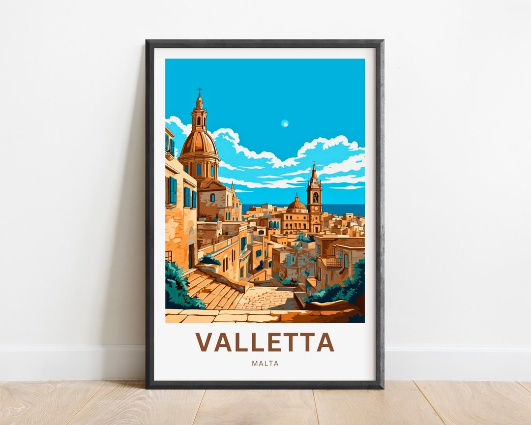 Valletta Travel Print - Valletta Poster, Malta Wall Art, Framed Present ...