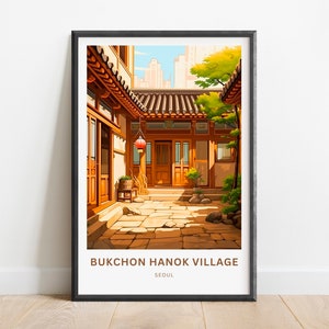 Bukchon Hanok Village Travel Print - Bukchon Hanok Village Poster ...