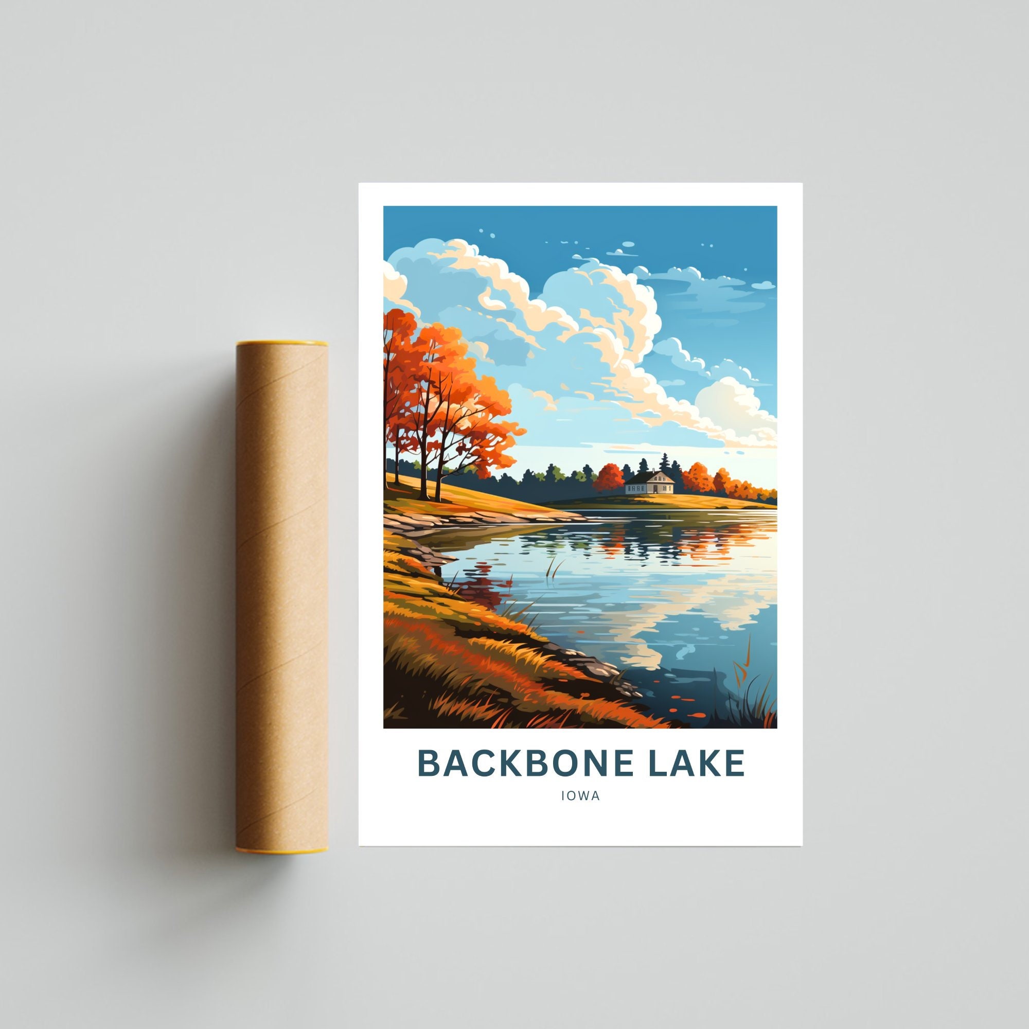 Backbone Lake Travel Print Backbone Lake Poster Iowa Wall - Etsy