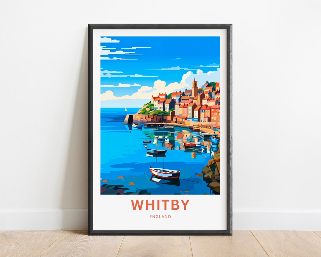 Whitby Travel Print Whitby Poster, England Wall Art, Framed Present ...