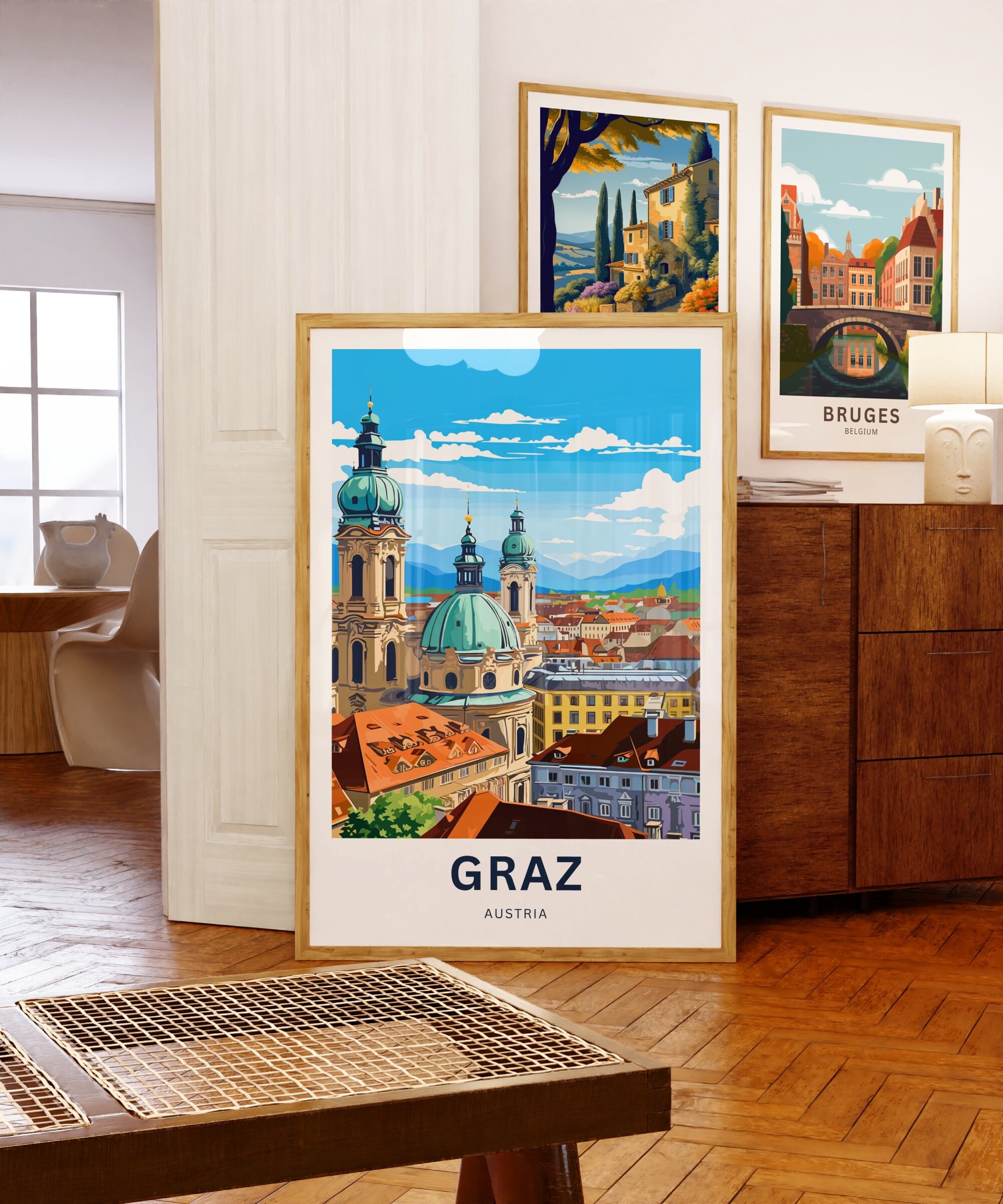 Personalized Graz Travel Print Graz Poster, Austria Wall Art, Framed ...