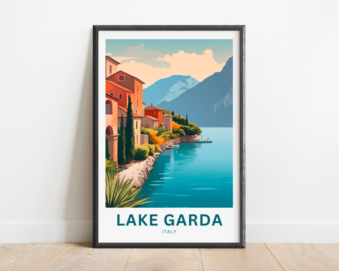 Lake Garda Travel Print - Lake Garda Poster, Italy Wall Art, Framed ...