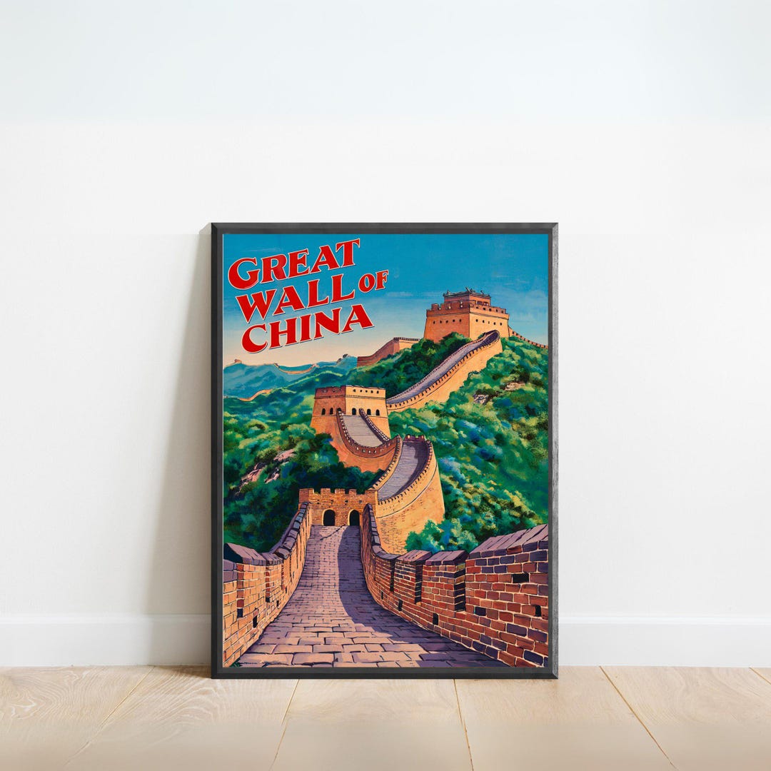 Great Wall of China Vintage Travel Poster - Great Wall Print, China ...