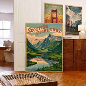Scottish Highlands Vintage Travel Poster - Scottish Highlands Print ...