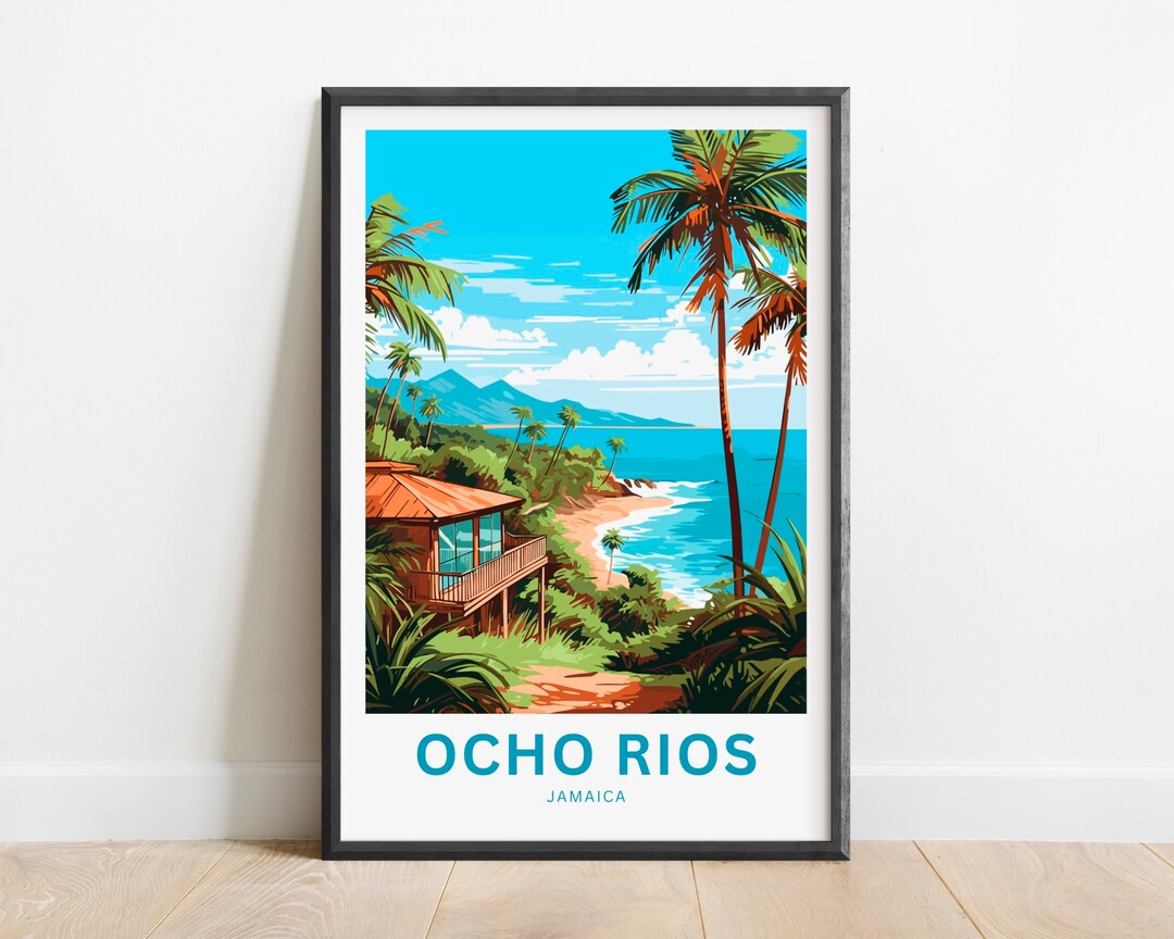 Ocho Rios Travel Print Ocho Rios Poster, Jamaica Wall Art, Framed ...