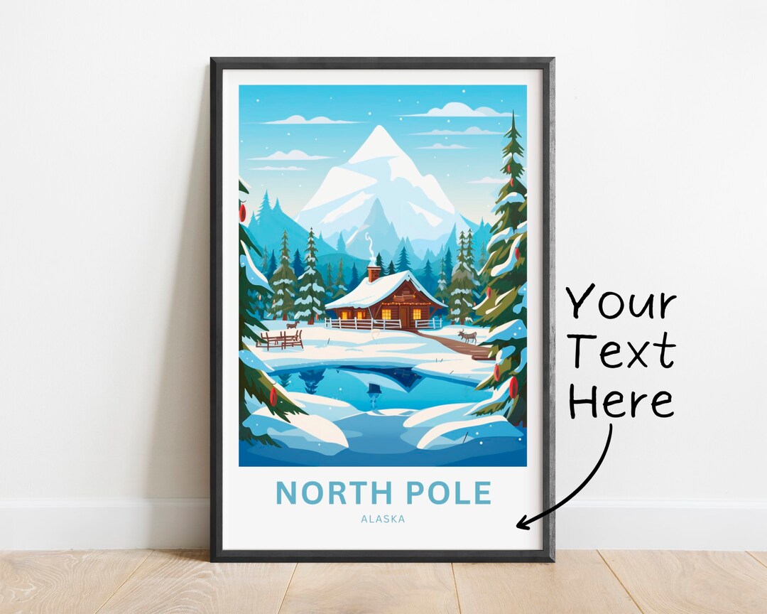 Personalized North Pole Travel Print - North Pole Poster, Alaska Wall ...