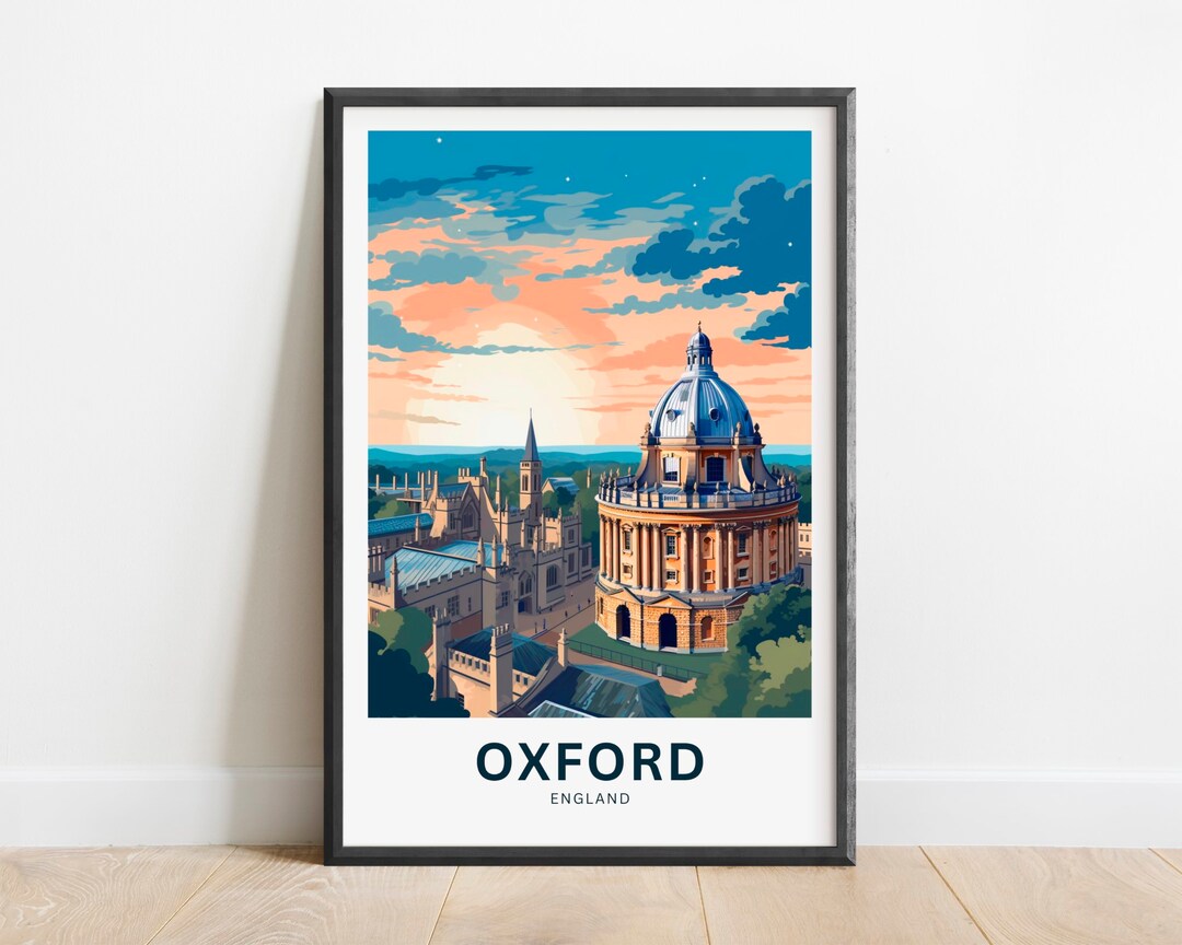 Oxford Travel Print - Oxford Poster, England Wall Art, Framed Present ...